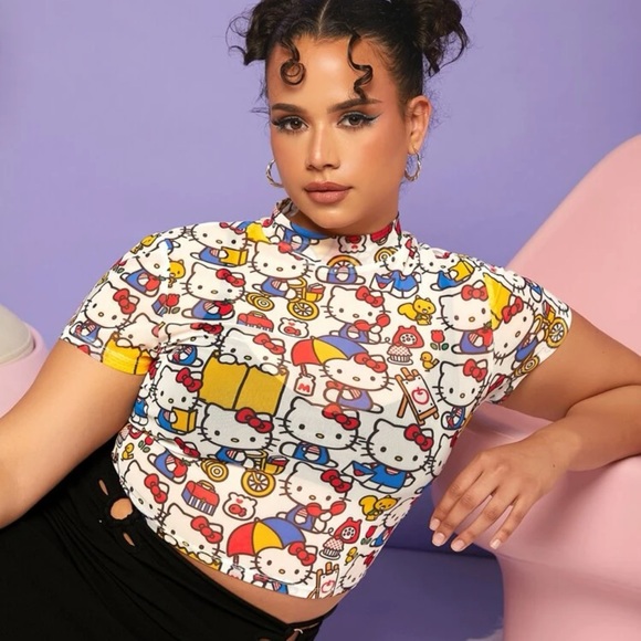 SHEIN | Tops | Shein X Hello Kitty And Friends Plus Cartoon Graphic ...